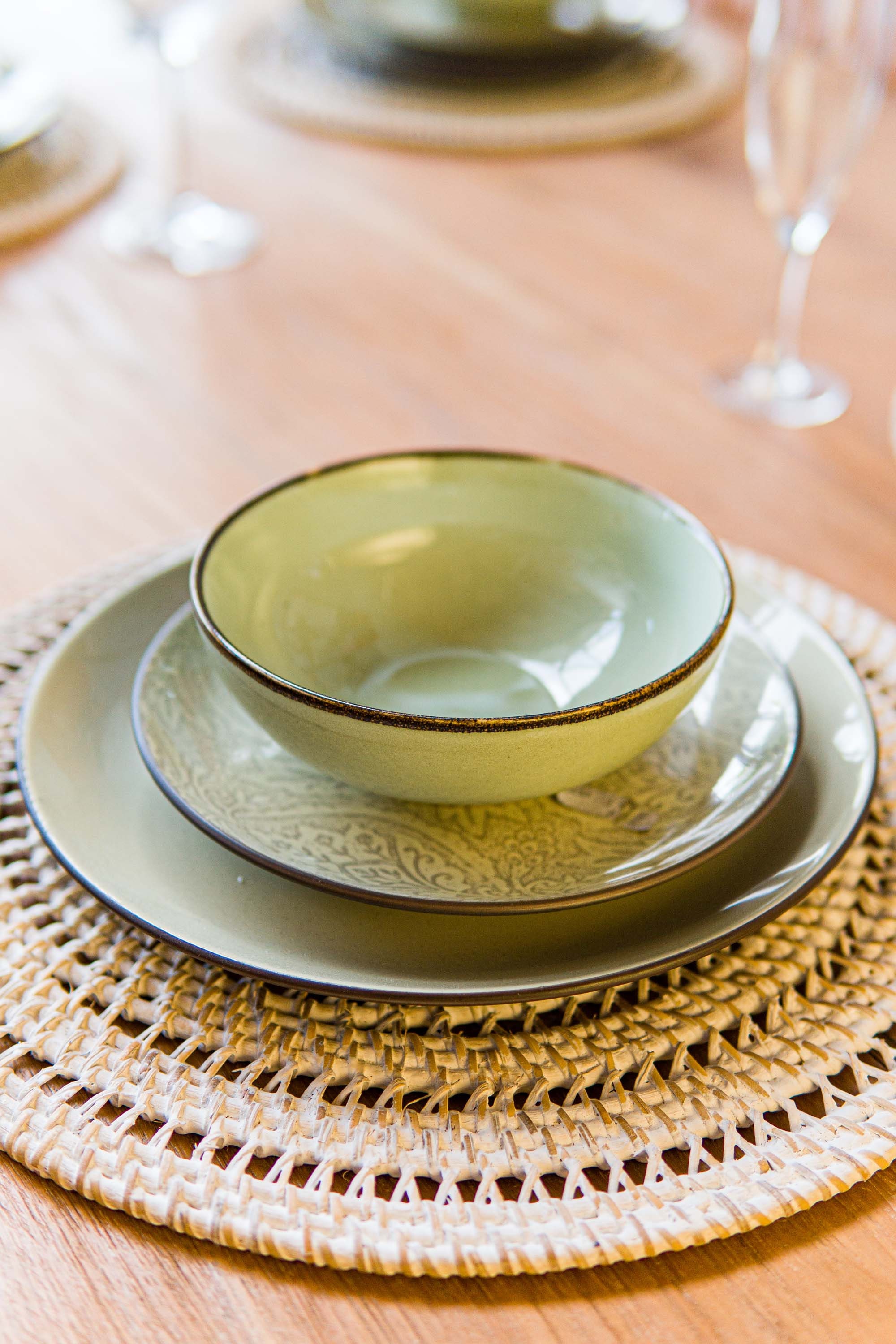 Set of Natural Rattan Placemats, Round Placemats Rattan Decor, Dining ...