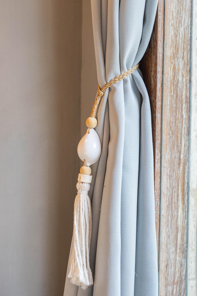 Seagrass Rope Shell Curtain Tiebacks, Boho Decor, 28.7" Length - Etsy