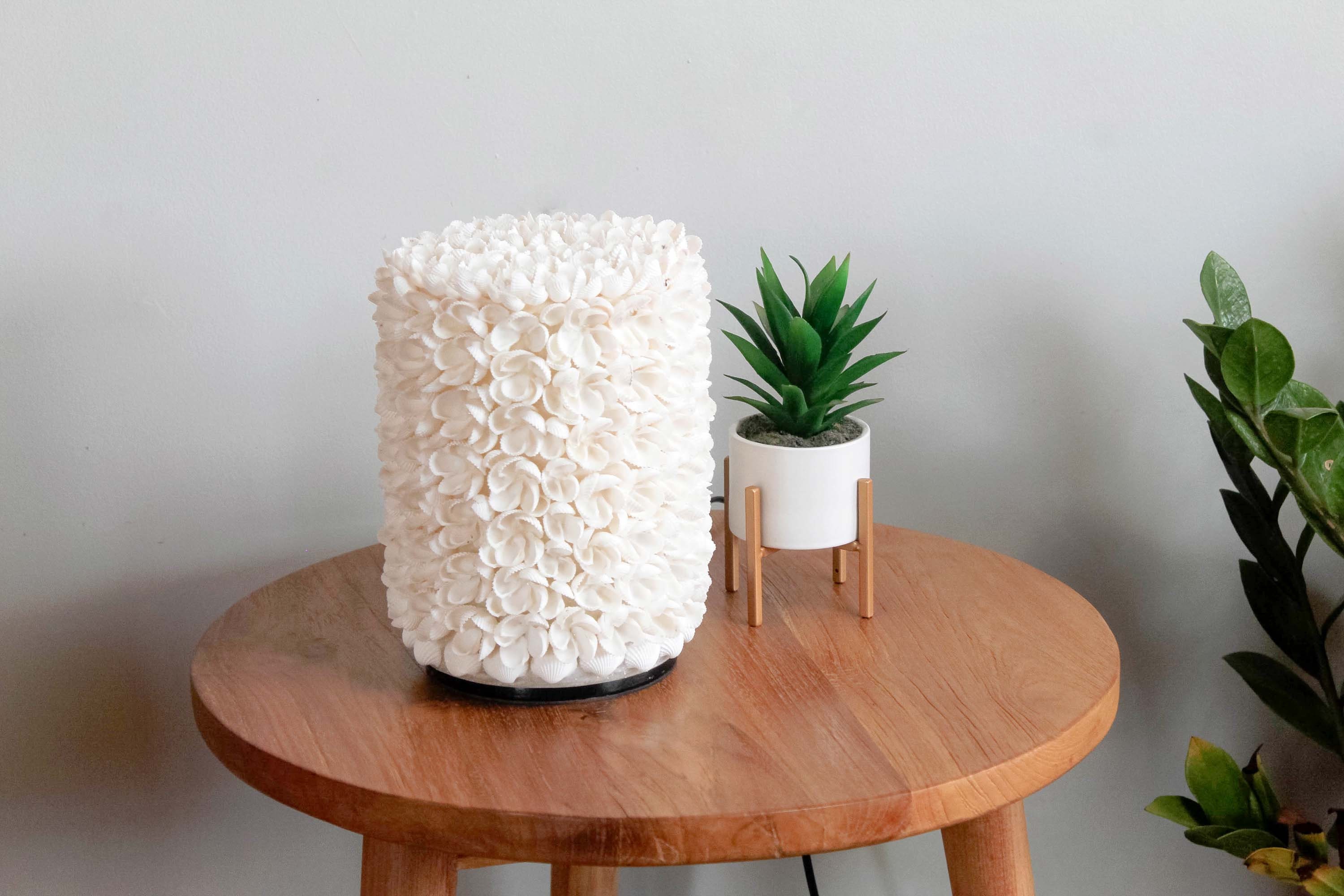 Frangipani-coastal Light Shade, Shell Lamp Shade, Side Table Art ...