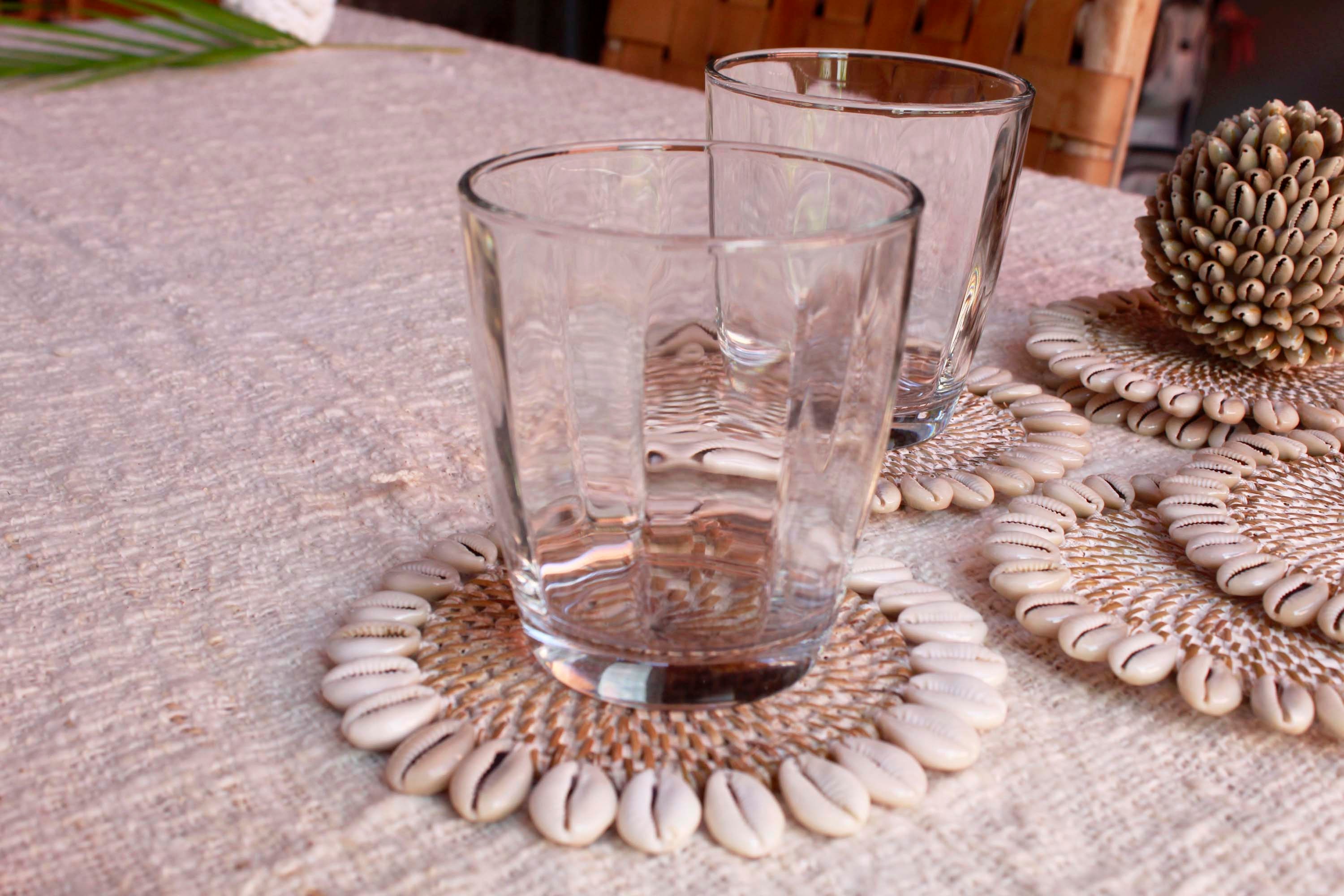 Unique Set Rattan Coaster With Cowrie Shell Accents, Eco-friendly ...
