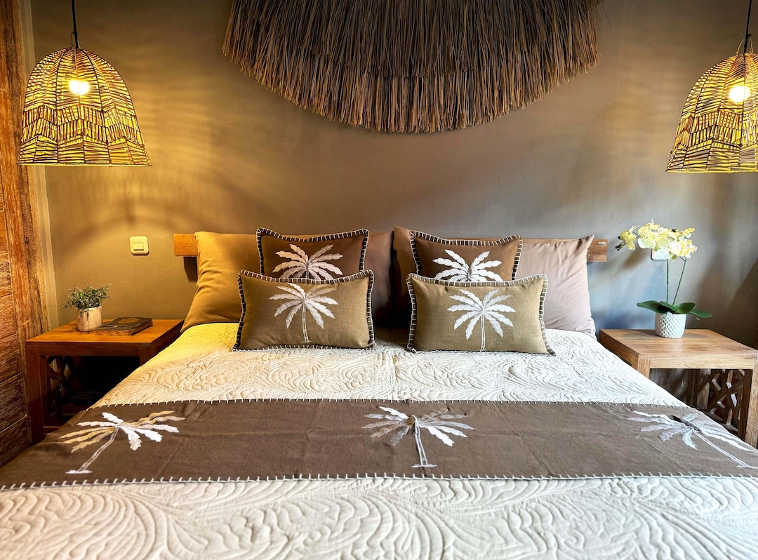 Tropical Palm Tree Bed Runner and Cotton Bedding Set, Home Gift for ...