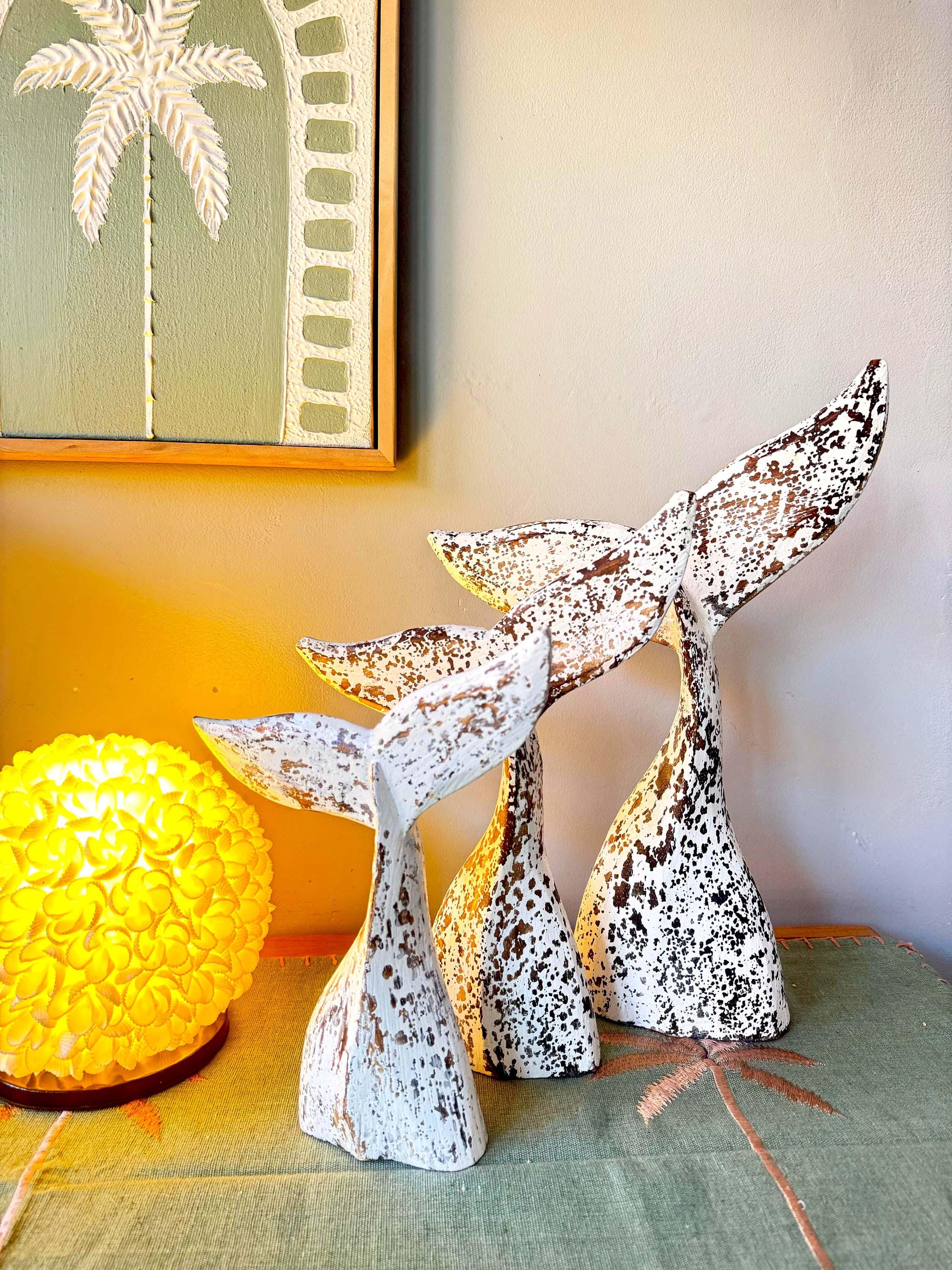 Set of 3 Wooden Fish Tails Decorations, Dolphin Tails Rustic ...