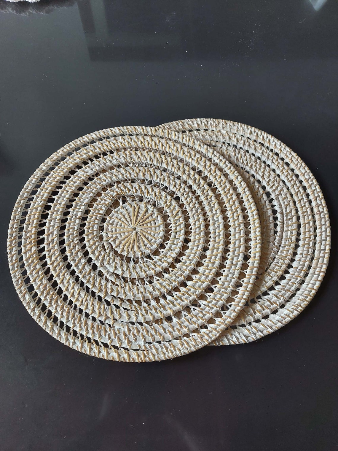 Set of Natural Rattan Placemats Round Placemats Rattan Decor - Etsy