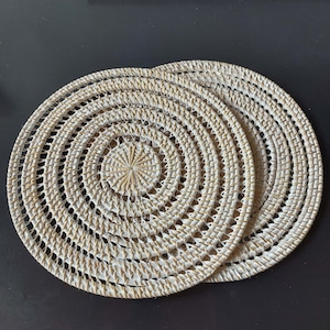Set of Natural Rattan Placemats Round Placemats Rattan Decor - Etsy