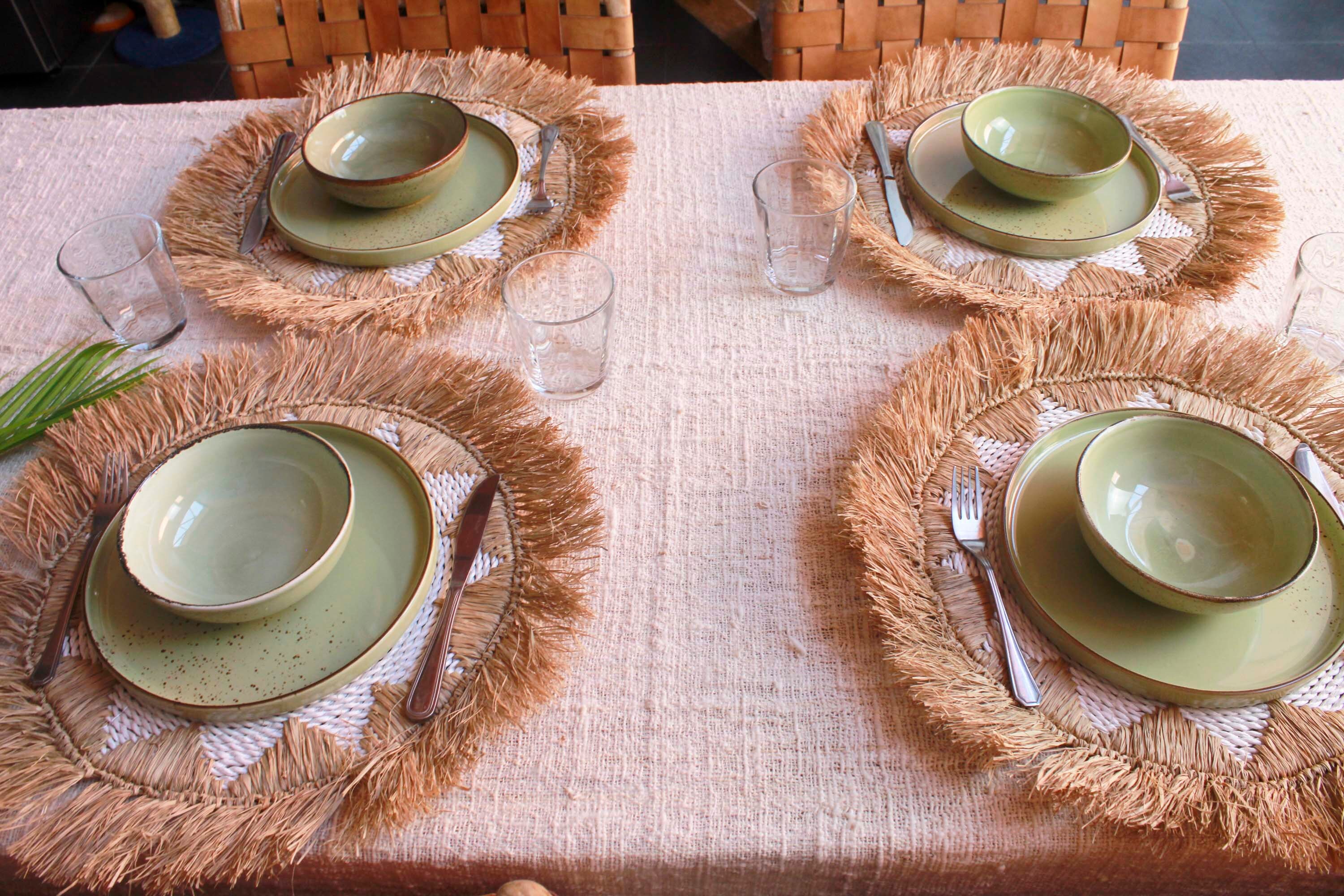 Unique Round Table Mat Boho Chic Fringes Placemat Handmade With Natural ...