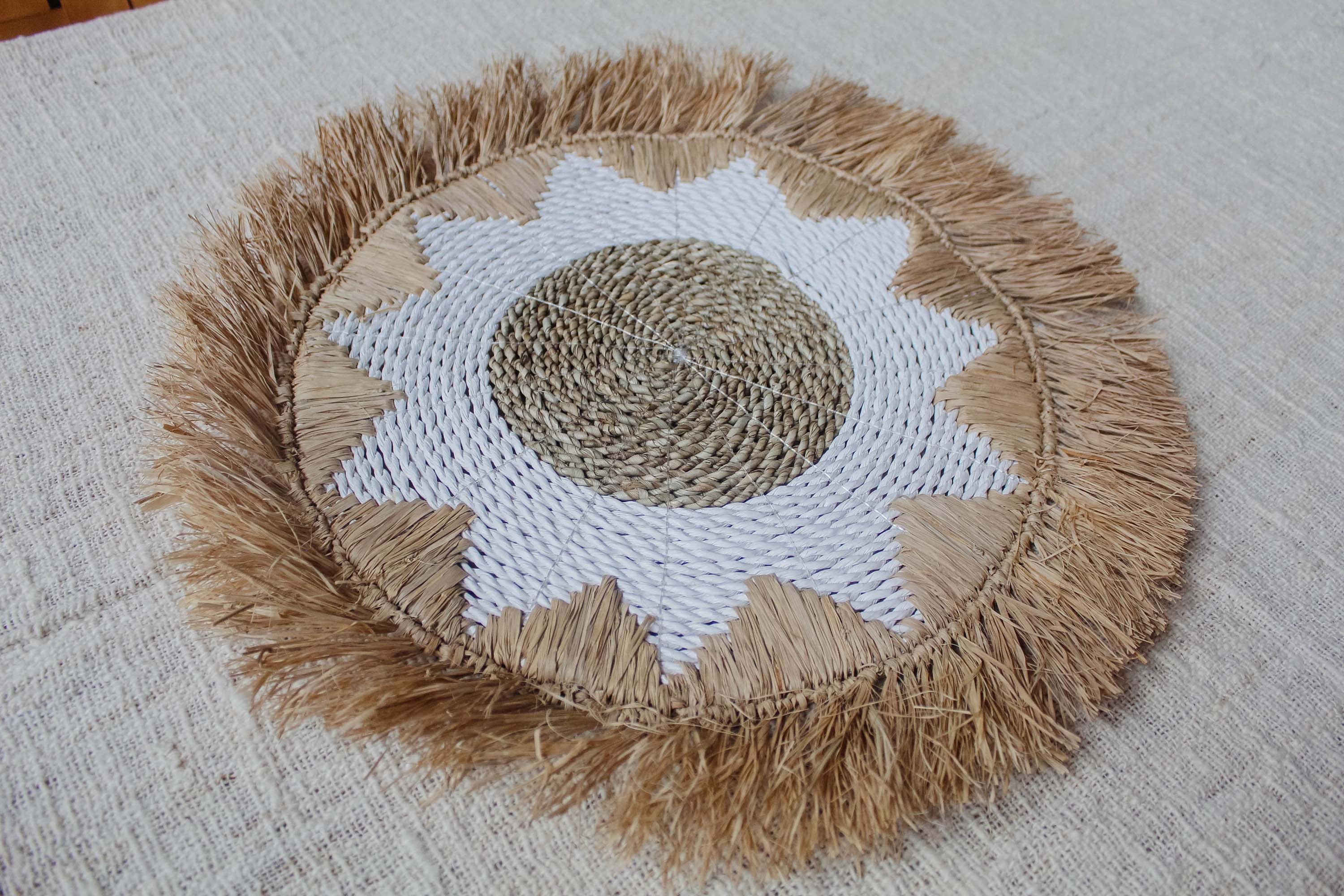 Unique Round Table Mat Boho Chic Fringes Placemat Handmade With Natural ...