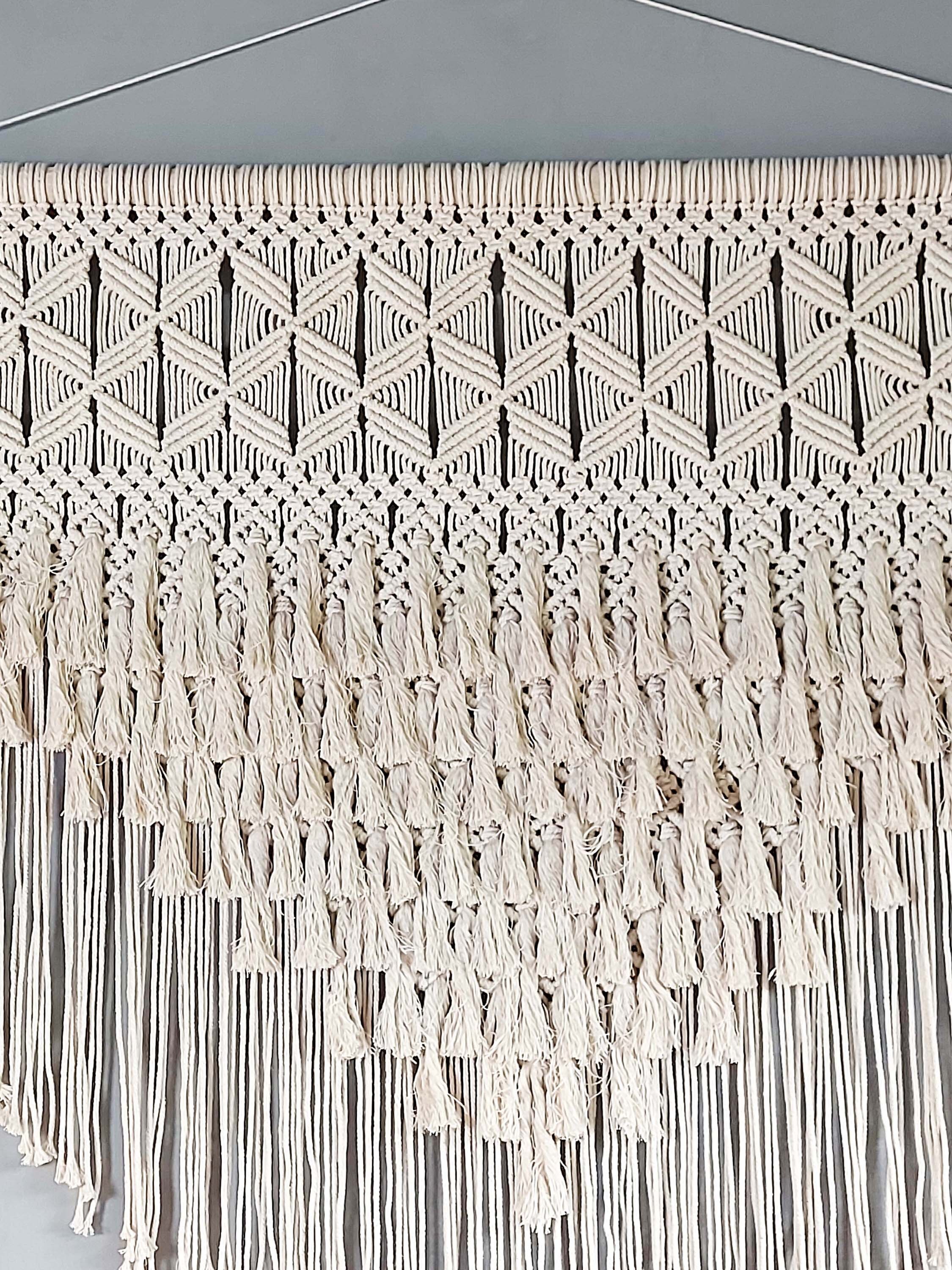 Handmade Modern Macrame Minimalist With Wooden Dowel, Wall Hanging Macrame Beige, Macrame ...