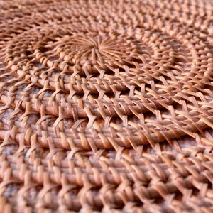 Set of Natural Rattan Placemats, Round Placemats Rattan Decor, Dining ...