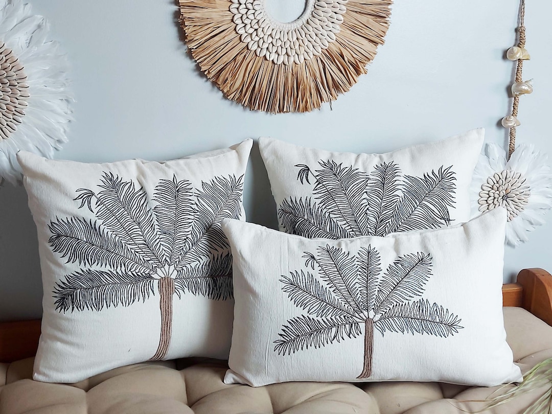 Set of Palm Tree Cushion Cover, Tropical Decorative Pillowcase ...