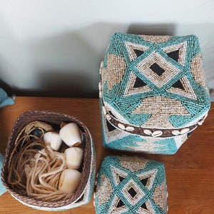 Home Decor Package in Bali Beaded Bamboo Box for Home Furnishings, Blue ...