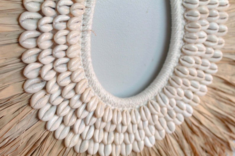 Papu Necklace Raffia Wall Hanging With Cowrie Shells, Bali Decor ...