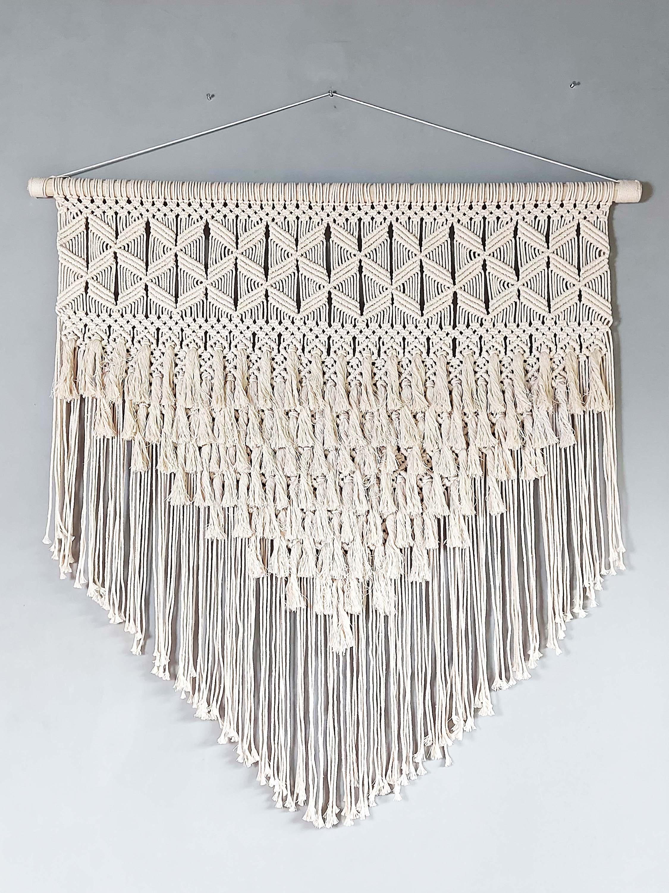 Handmade Modern Macrame Minimalist With Wooden Dowel, Wall Hanging ...