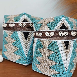 Home Decor Package in Bali Beaded Bamboo Box for Home Furnishings, Blue ...