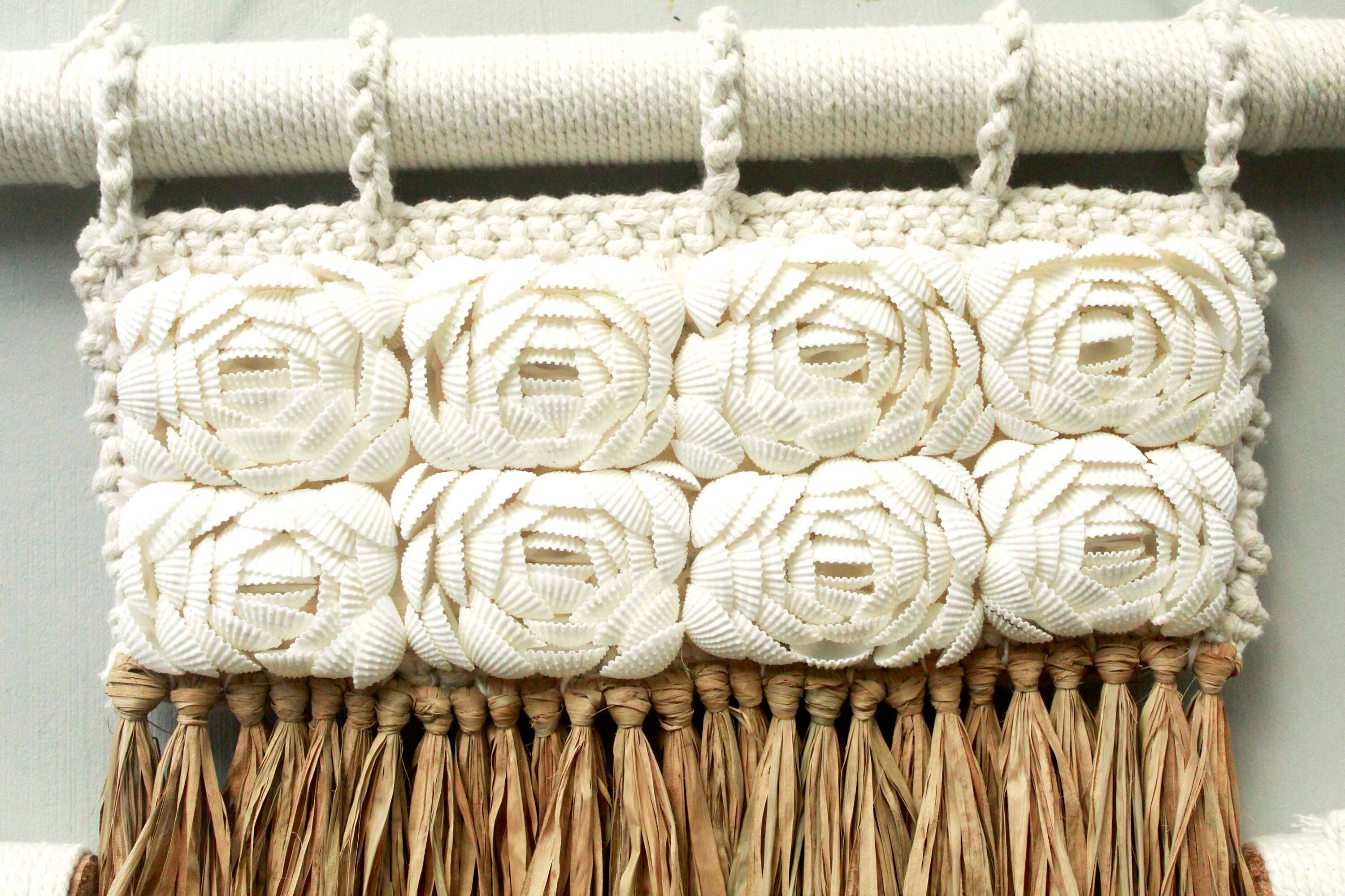 Rossie Seashell and Natural Straw Macrame Wall Hanging - Etsy