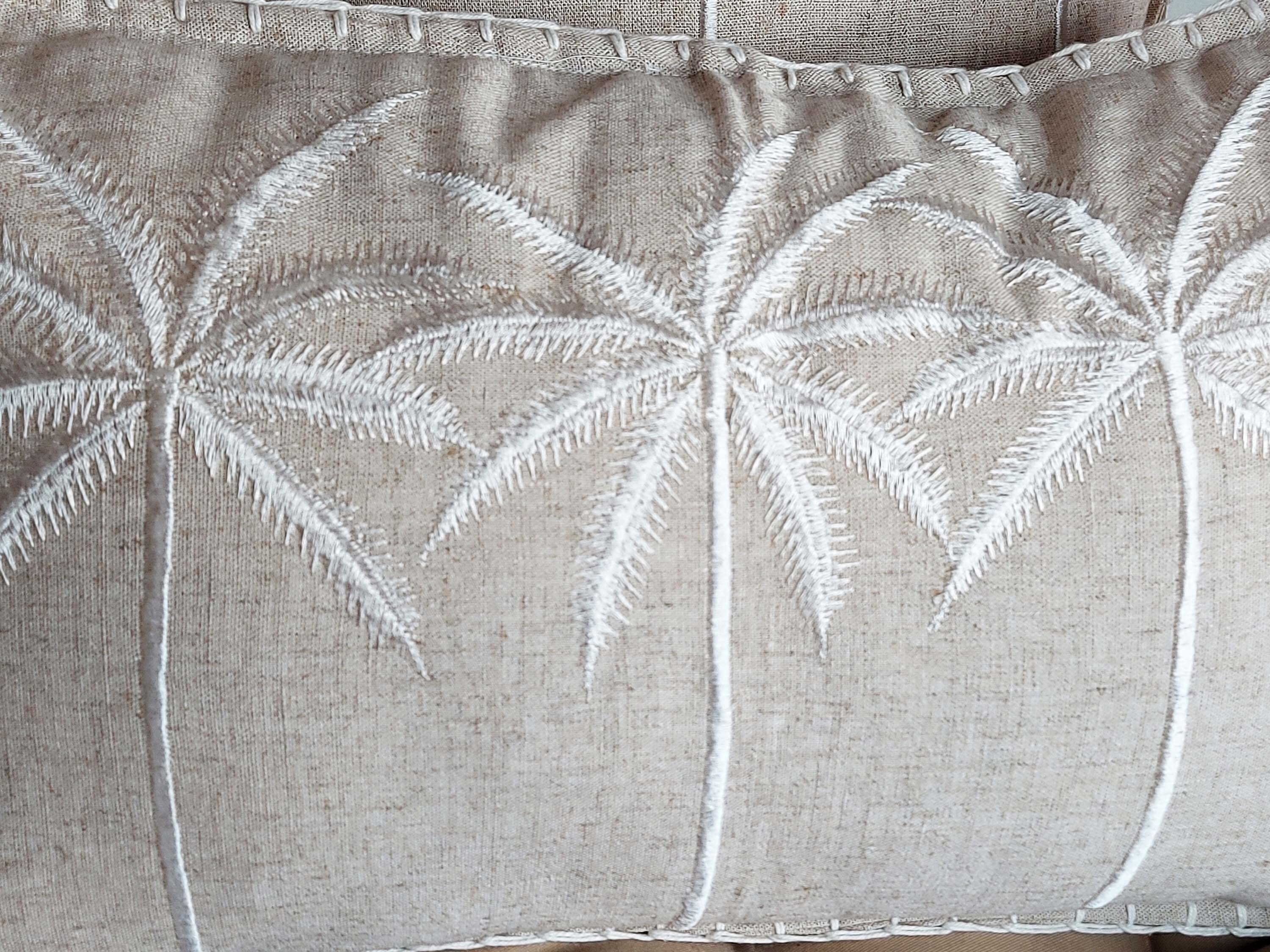 Palm Tree Linen Cushion Cover, Palm Tree Leaves Throw Pillow Cover ...