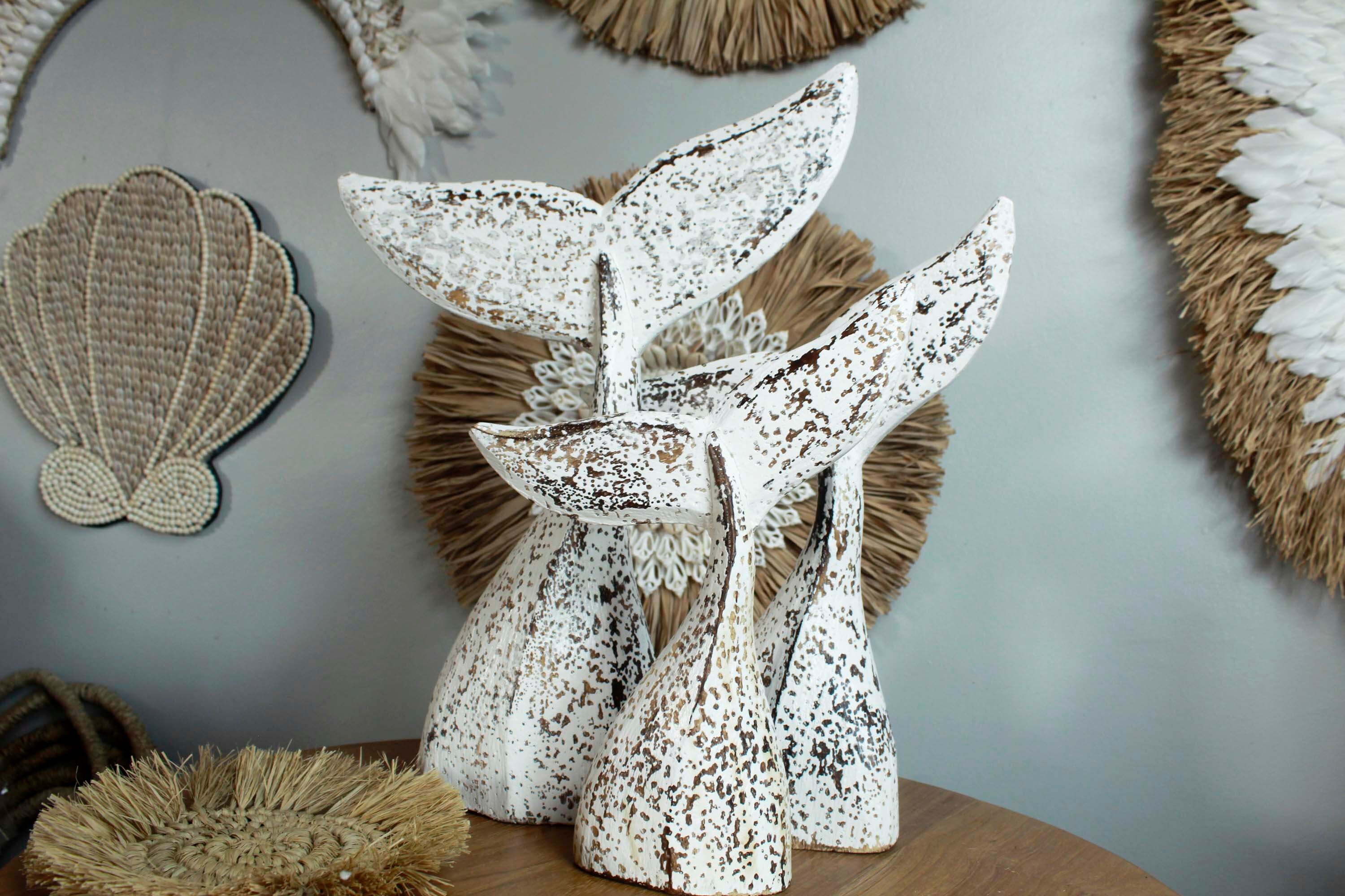 Set of 3 Wooden Fish Tails Decorations, Dolphin Tails Rustic ...