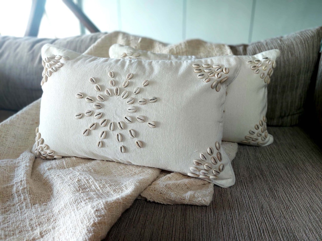 Boho Cushion Cover With Cowrie Shells Bohemian Cushion in - Etsy