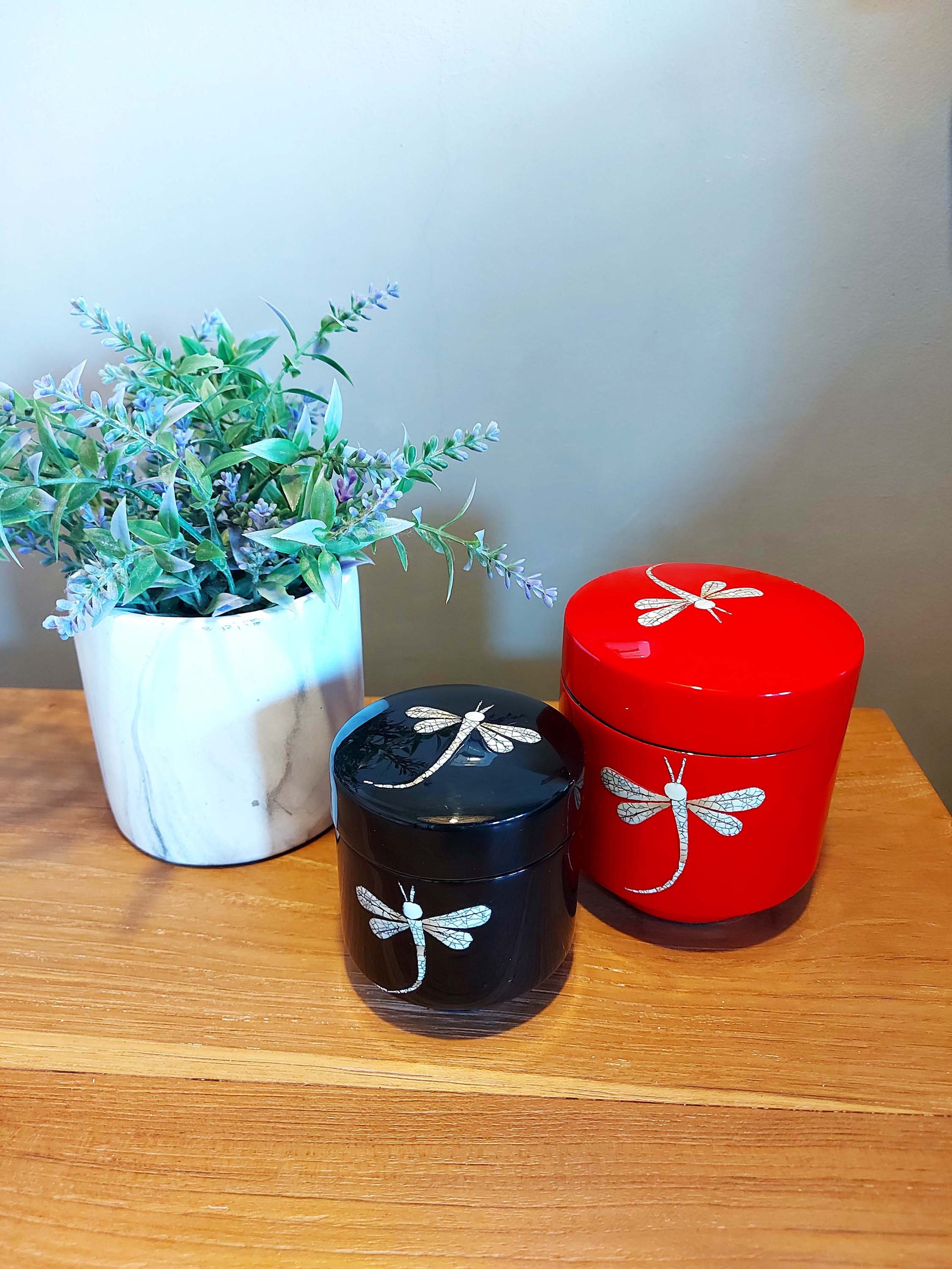 Lacquer Box Dragonfly Design, Mini Box With Lid for Bedroom Organizer ...
