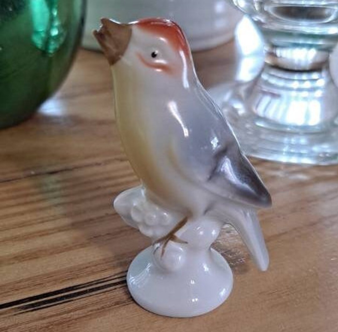 Small Red Head Bird Figurine, Porcelain, Ceramic, Collectible - Etsy
