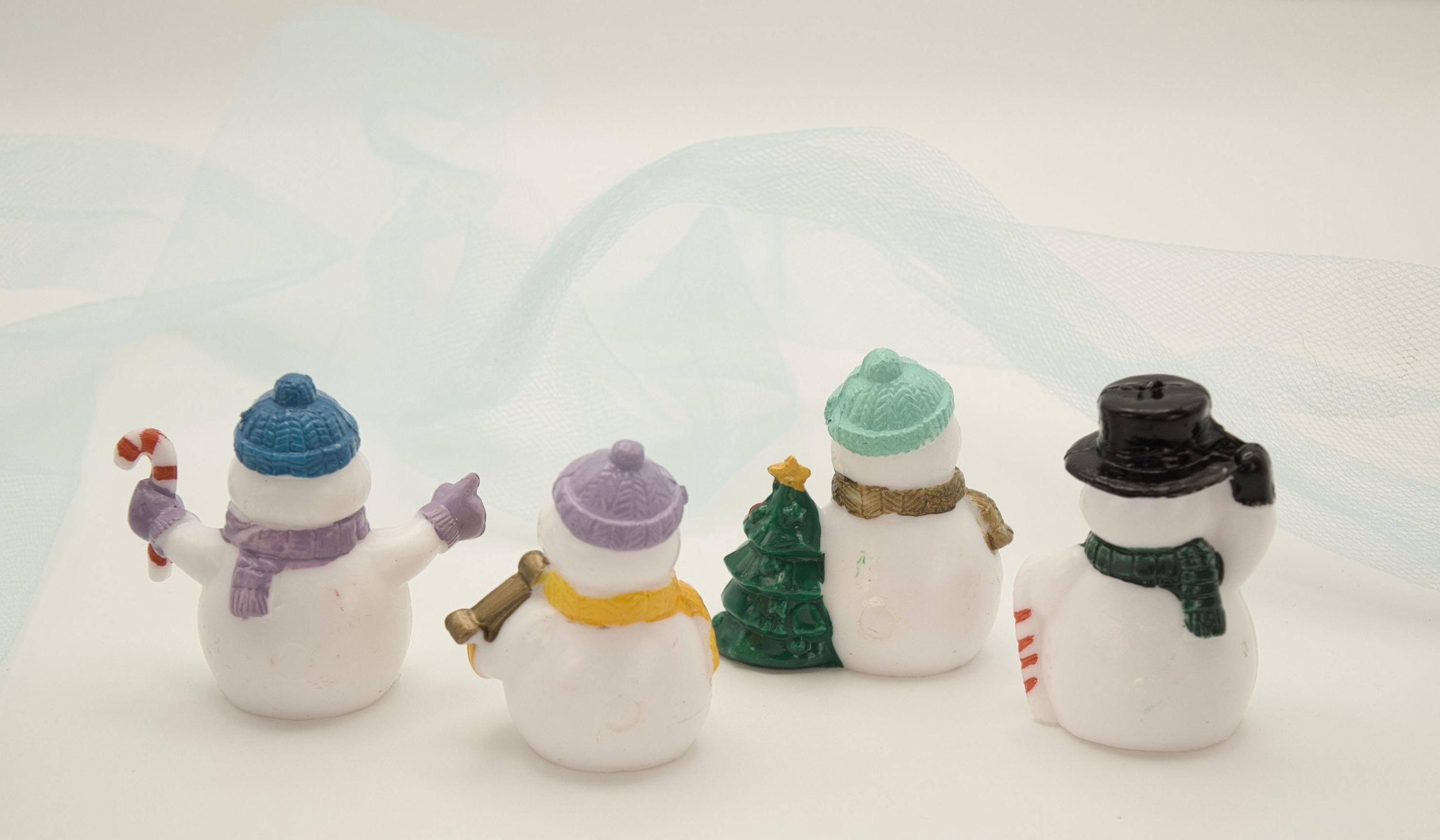Miniature Snowmen Plastic Figures for Cake, Cupcake Topper, Christmas ...