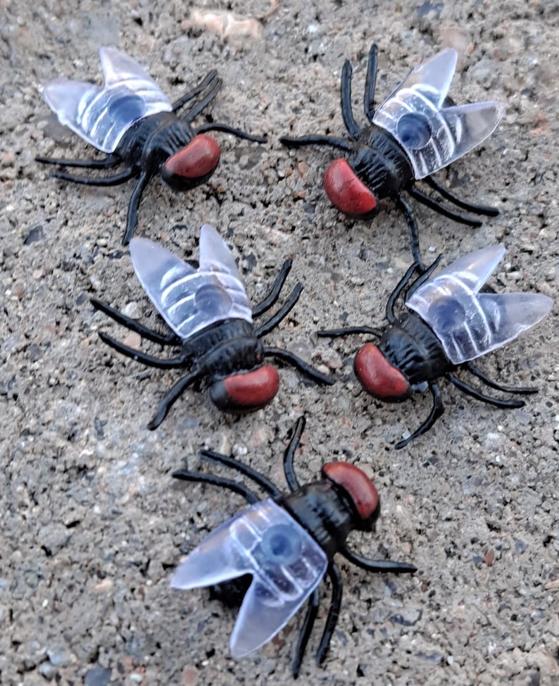 Mini Miniature Rubber Plastic Realistic Looking Flies Insects Crafting ...