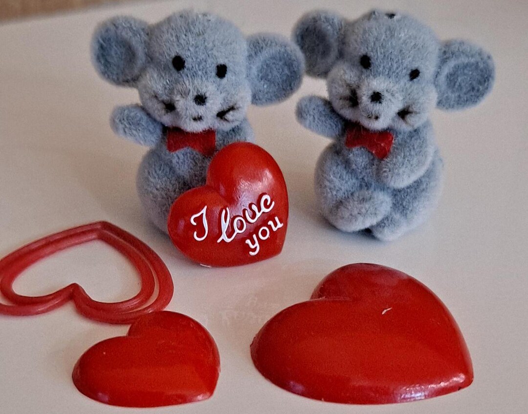 Miniature Flocked Mice, Christmas, Valentine's Day Diorama, Crafting ...