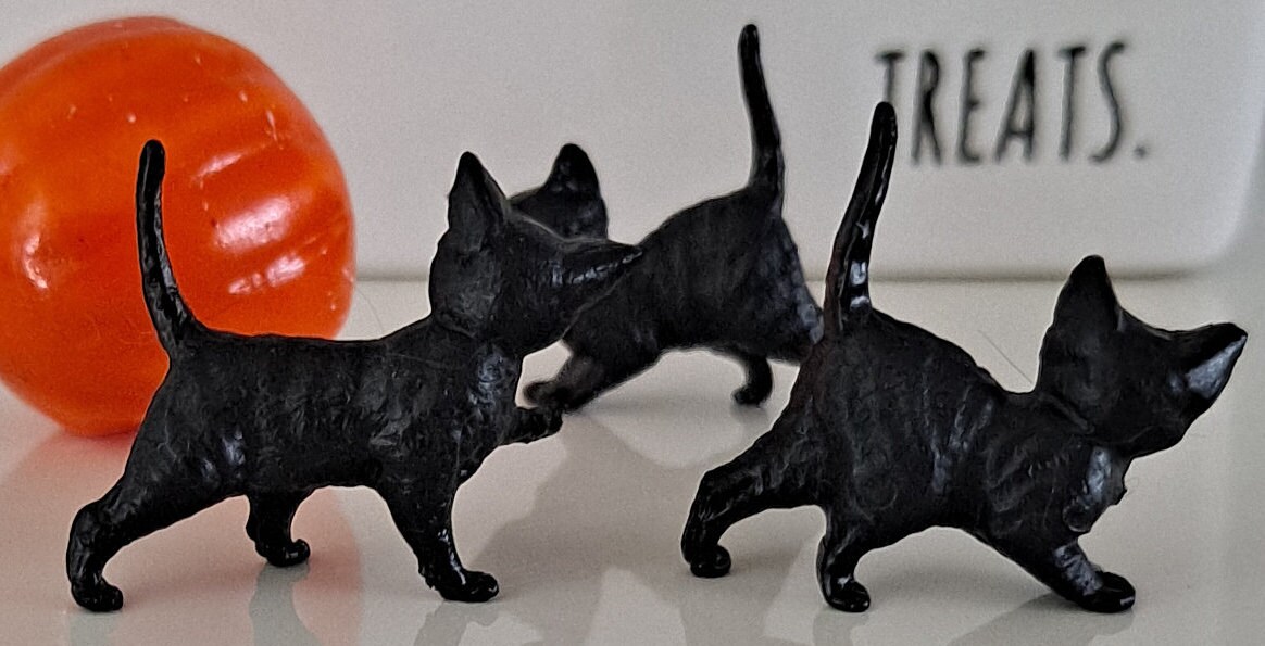 Mini Plastic Black Cat Miniature, Craft, Toy, Diorama, Dollhouse ...