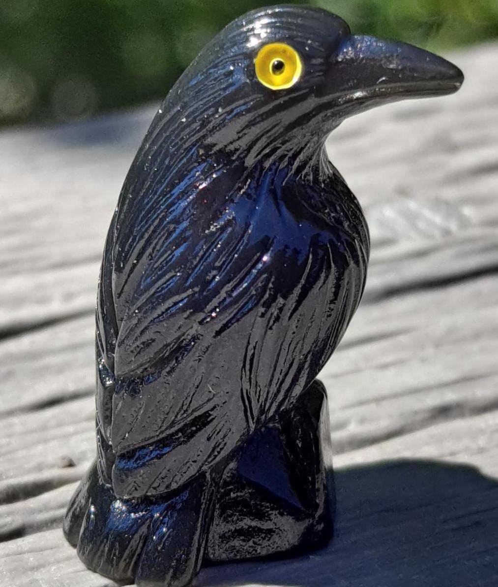 Miniature Black Bird, Raven, Crow, Craft, Diorama, Terrarium, Fairy ...