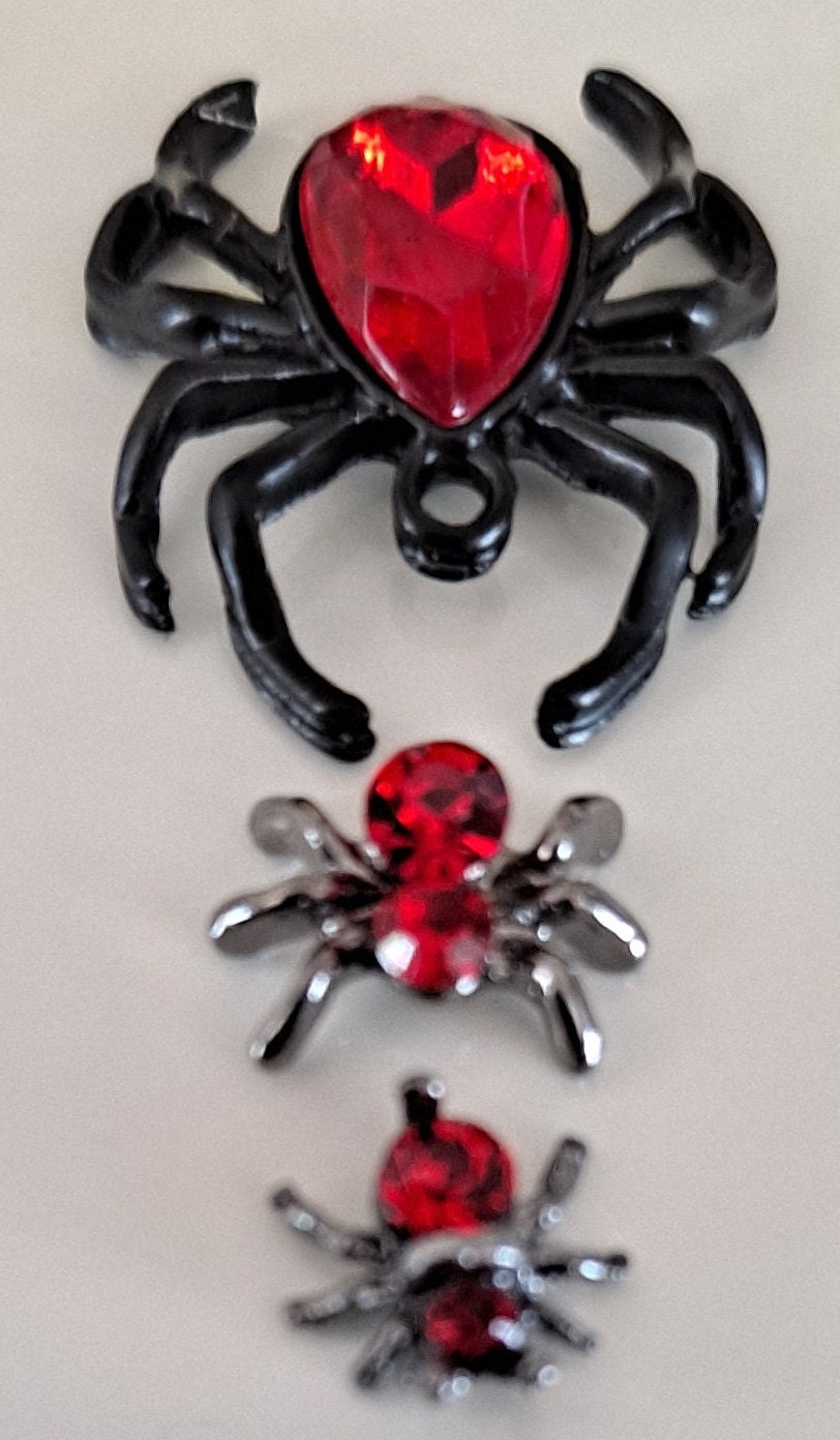 Miniature, Mini, Micro, Red Jeweled Spider, Insect, Bug, Jewelry ...