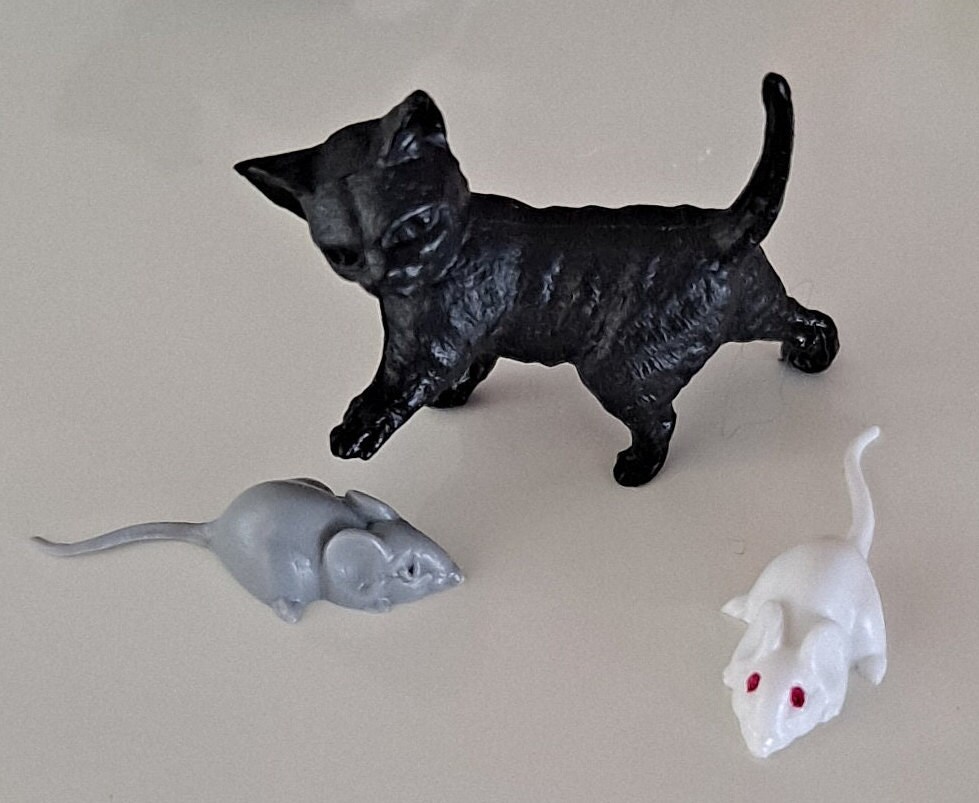 Mini Plastic Black Cat Miniature, Craft, Toy, Diorama, Dollhouse ...