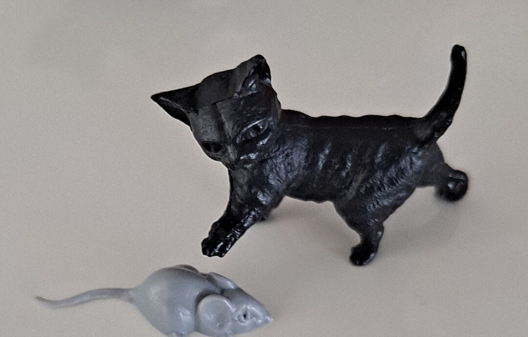 Mini Plastic Black Cat Miniature, Craft, Toy, Diorama, Dollhouse ...