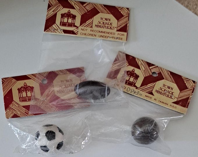 NOS Vintage Miniature Sports Balls, Cake Cupcake Decorations, Diorama ...