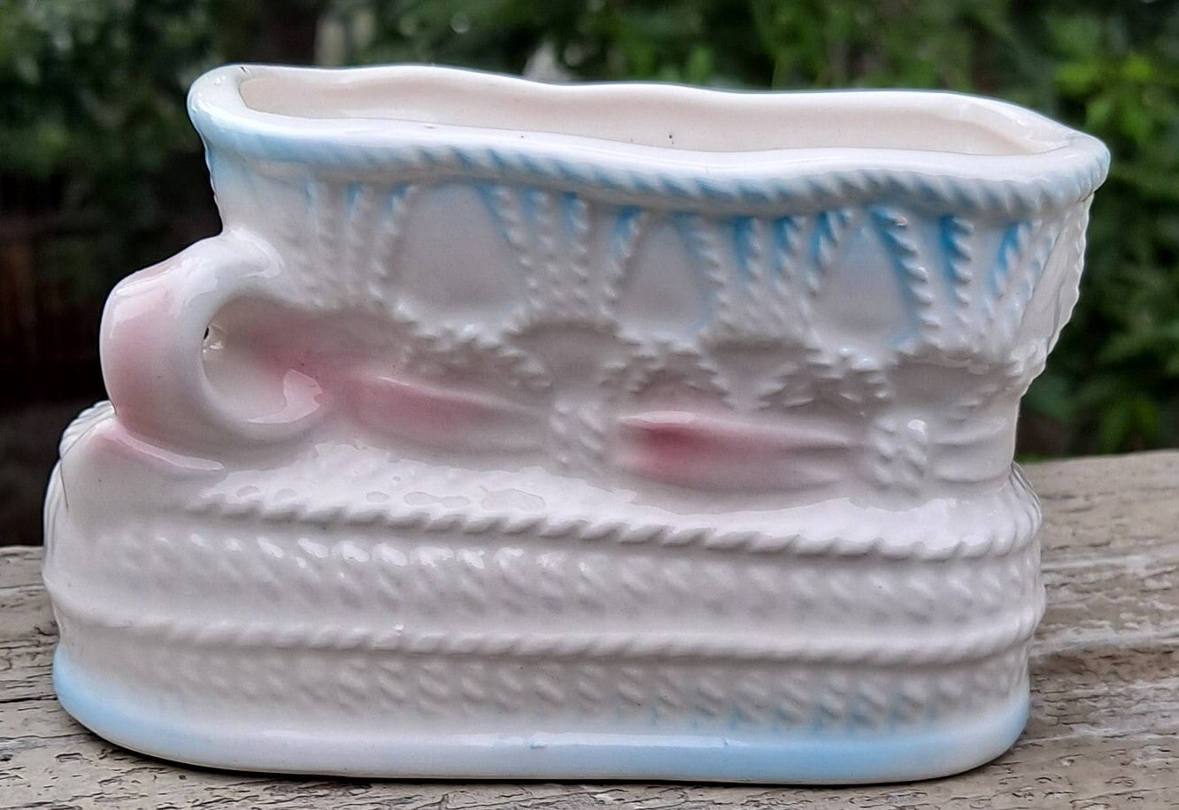 Vintage Baby Planter Flower Vase, Baby Bootie, Baby Shoe, Baby Shower ...