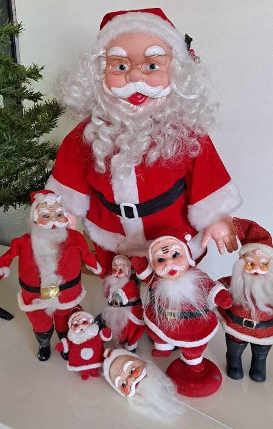 Large Santa Doll Dressed in Velvet Jacket Pants and Plastic - Etsy