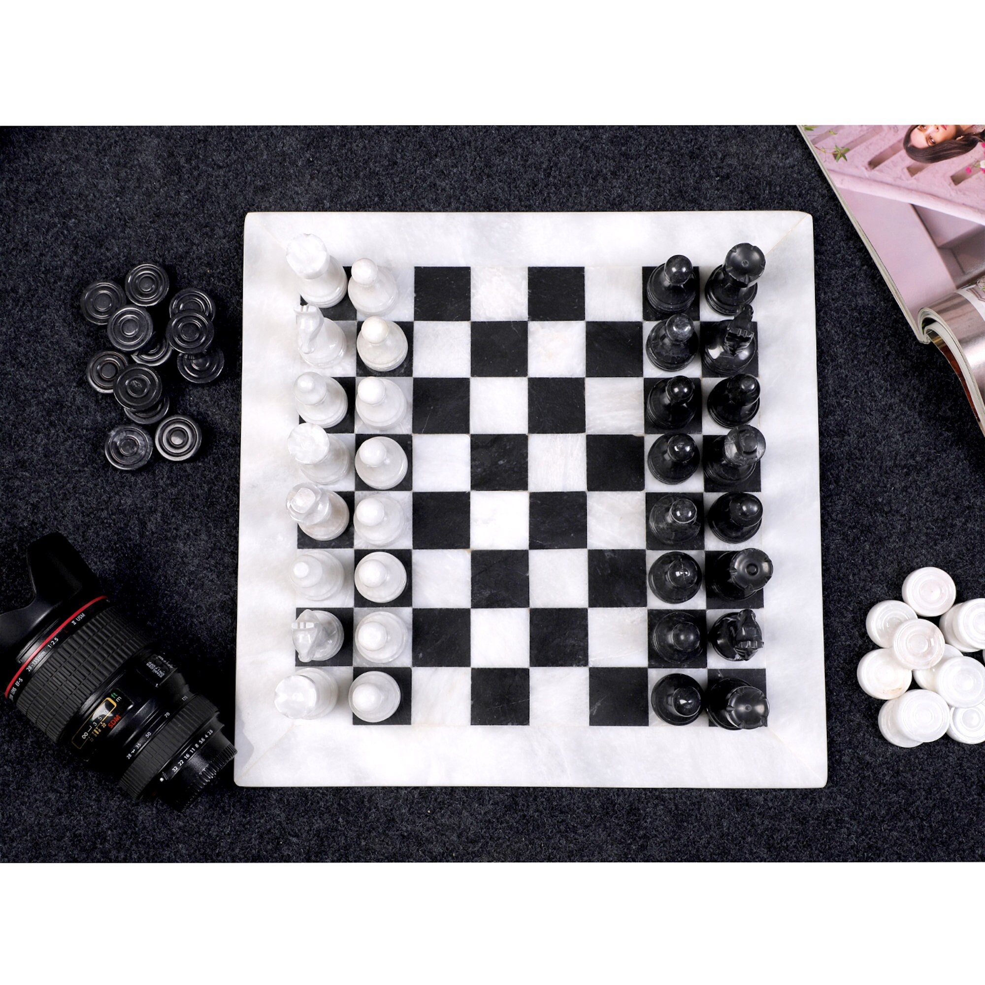Checkers Game Black White