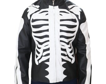 Mens Skeleton Leather Jacket - Etsy