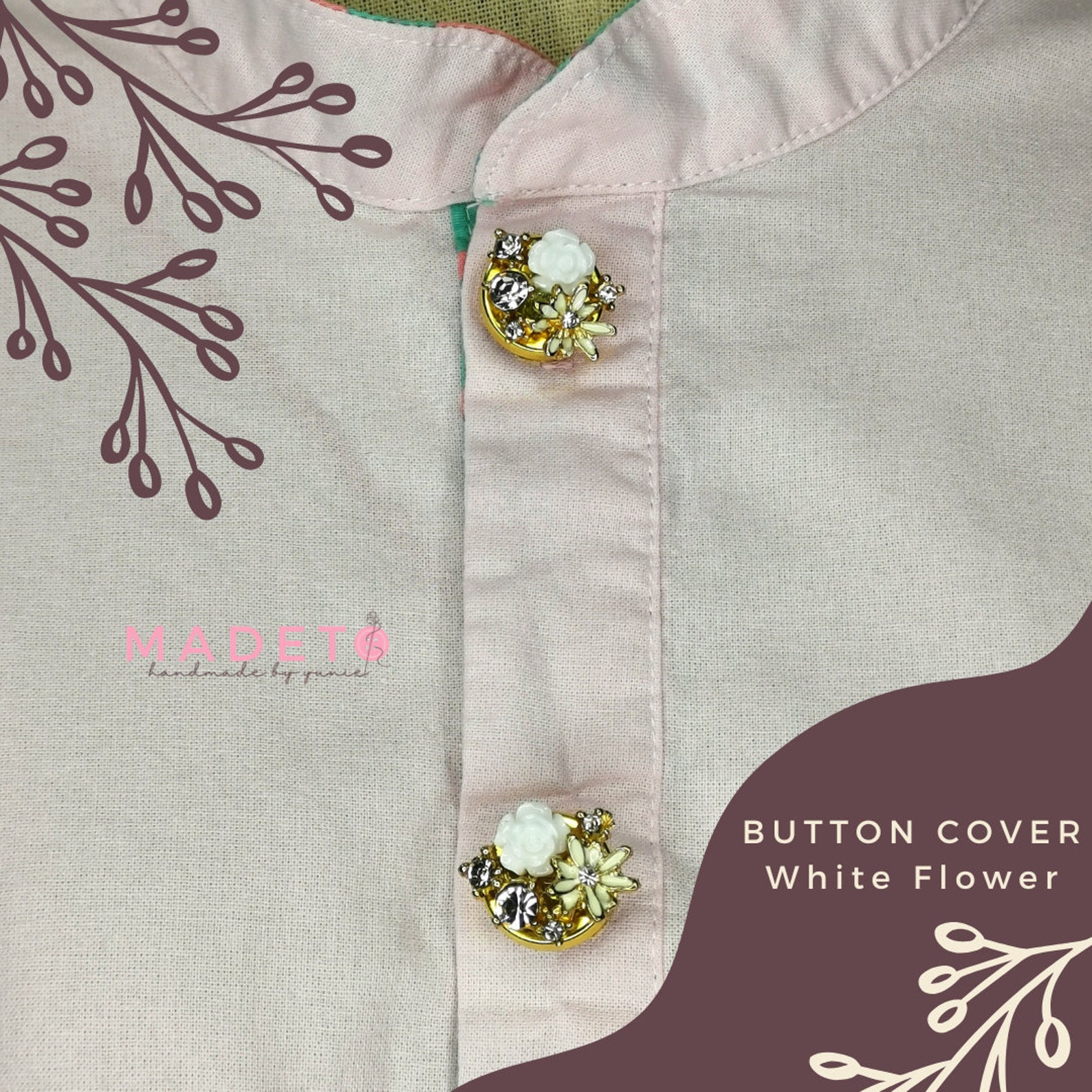 Clip on Button Cover | Button Accessories | Button Glam up | 1 Pair ...