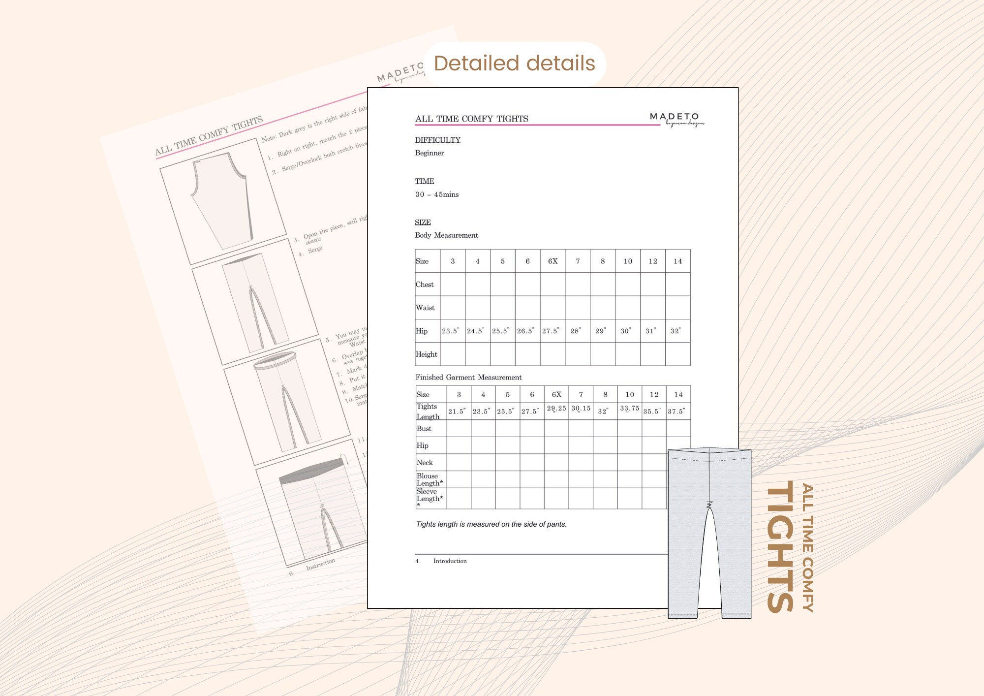 Kids Tights PDF Sewing Pattern - Etsy