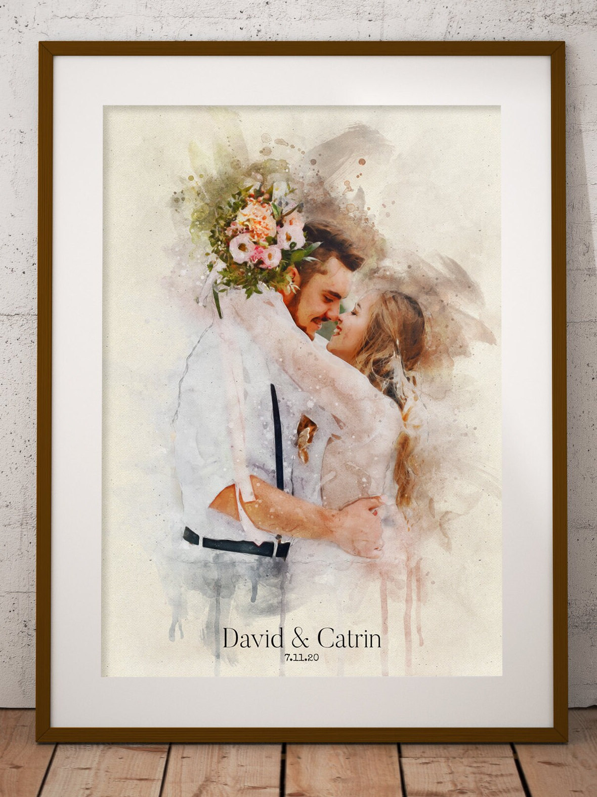 Wedding Photo Drawing From Photo, Custom Watercolor Portrait Couple ...