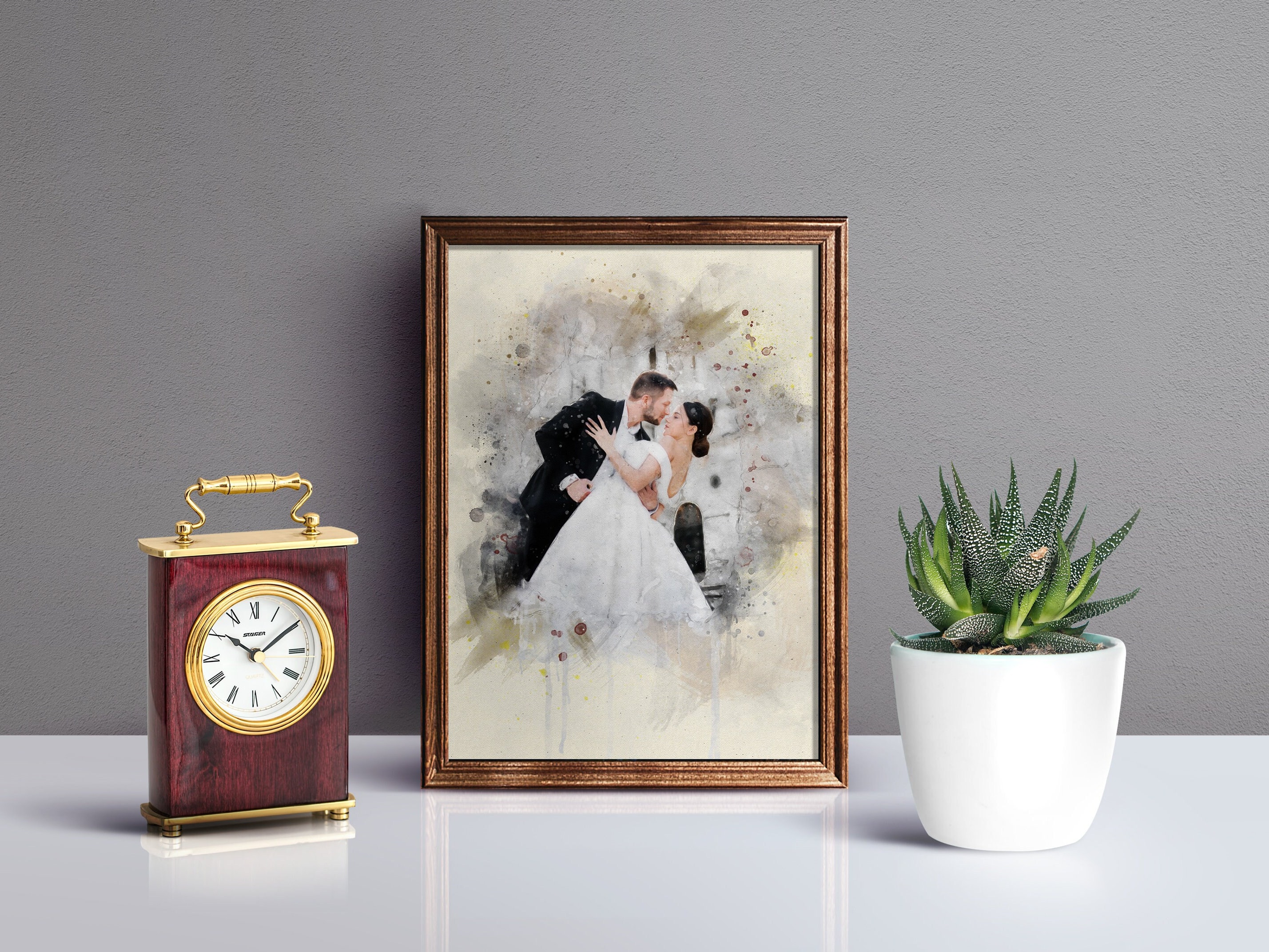 Wedding Photo Drawing From Photo, Custom Watercolor Portrait Couple ...