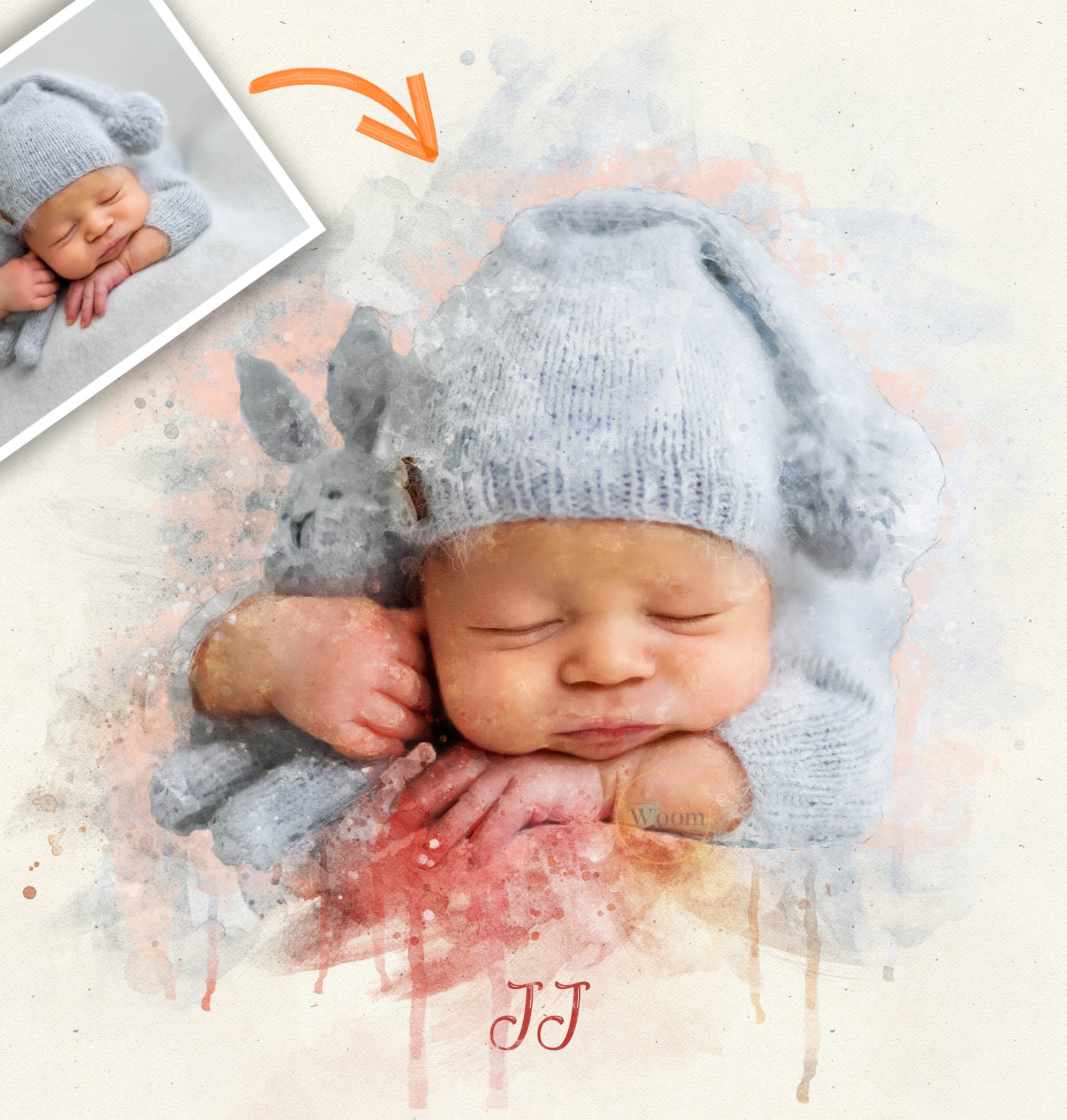 Personalized Watercolor Portrait, Baby Portrait Custom, Gift for Mom ...