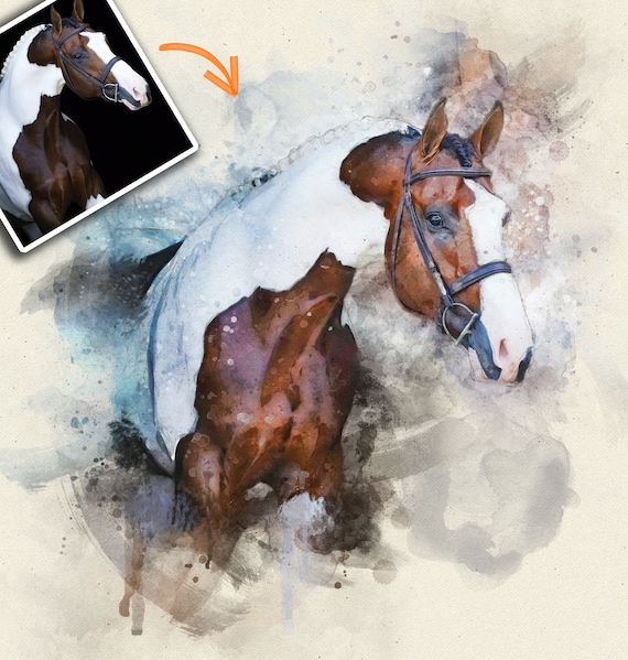 Custom Horse Portrait From Photopersonalized Horse Gifthorse - Etsy