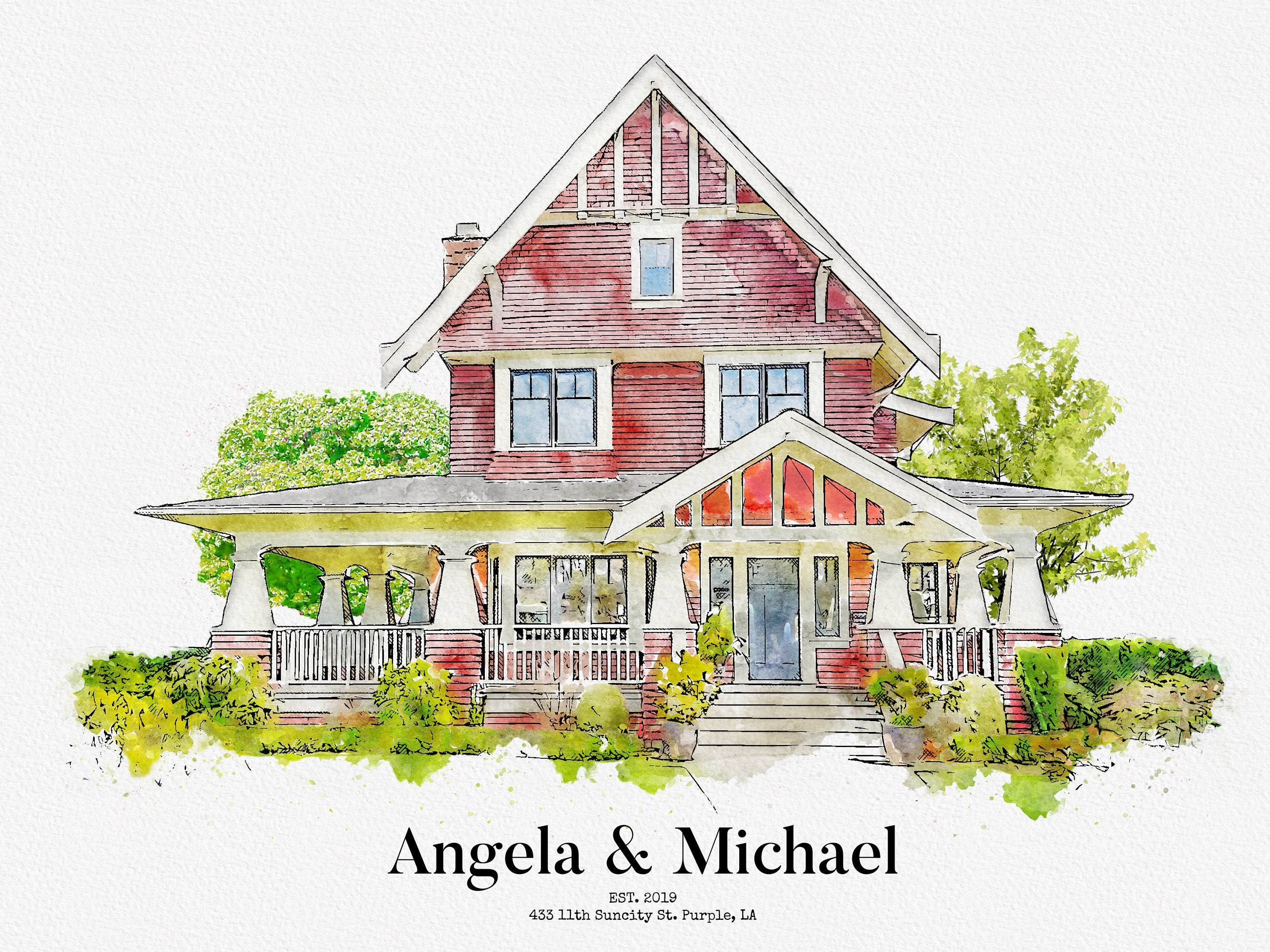 Personalized House Drawing Custom House Portrait New Home | Etsy