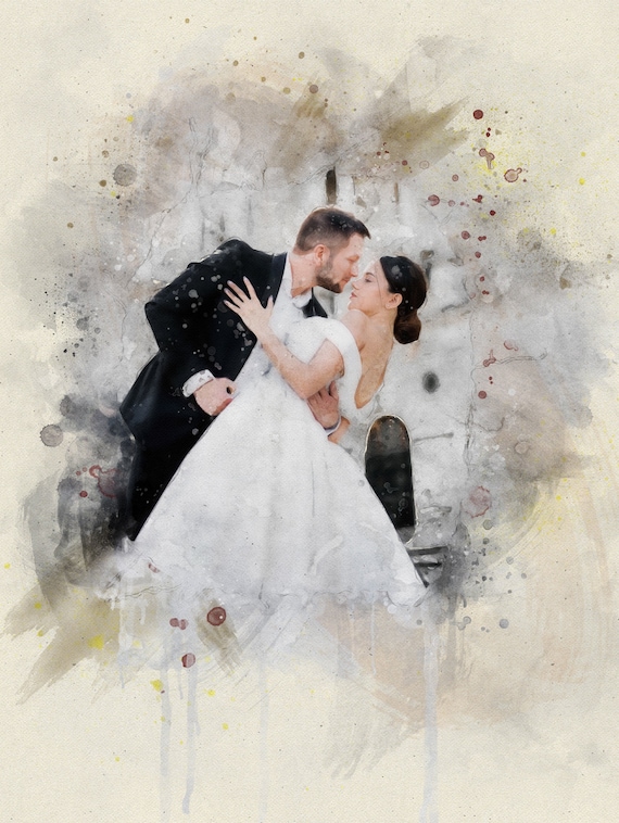 Wedding Photo Drawing From Photo Custom Watercolor Portrait | Etsy