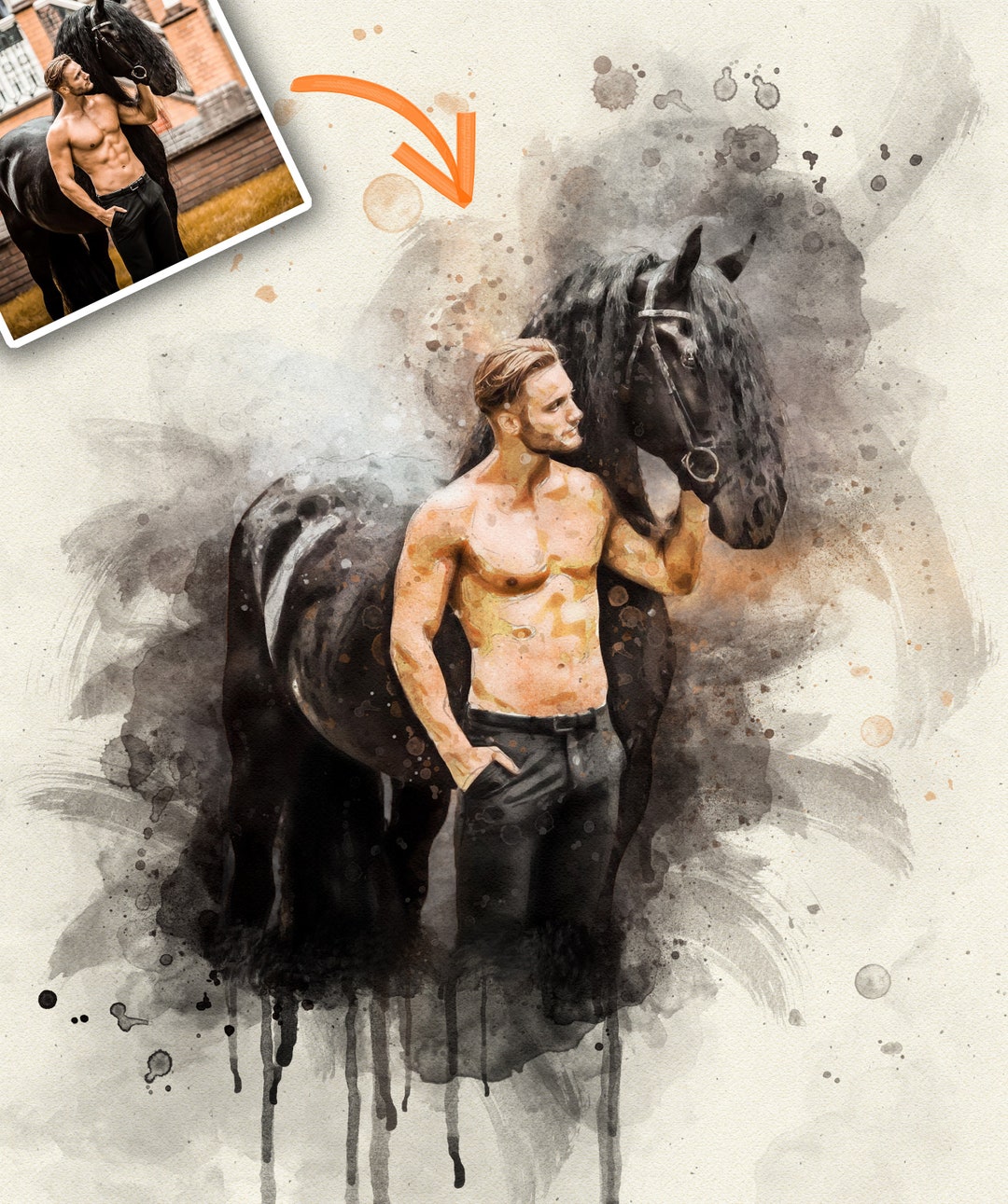 Custom Horse Portrait, Horse Painting, Horse Gifts, Horse Gifts for Boy ...