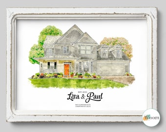 Custom House Drawing, House Illustration, Watercolor House Painting ...