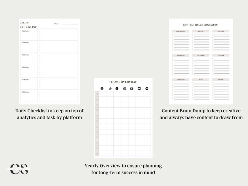 Social Media Content Calendar | Social Media Digital Content Planner ...