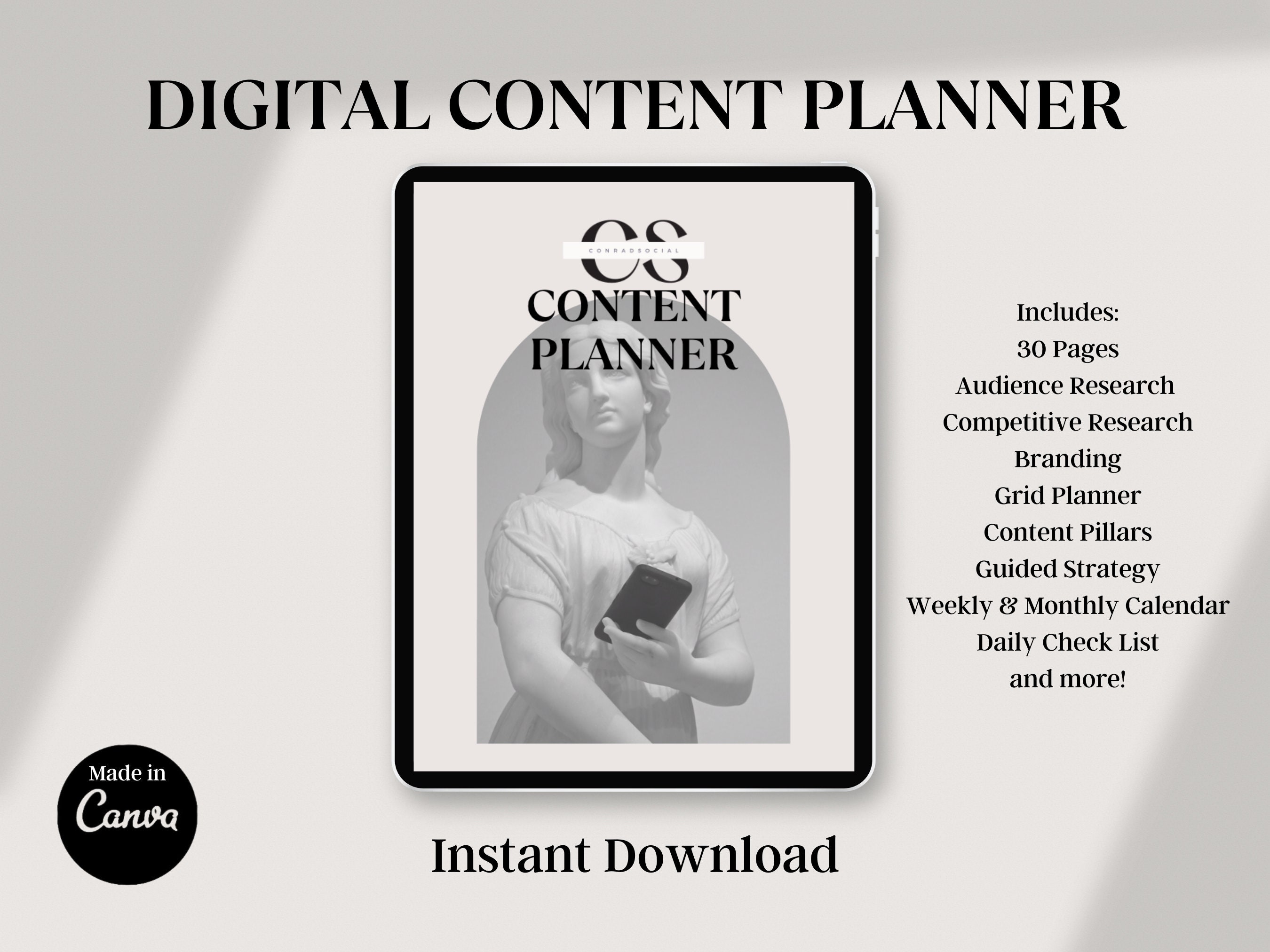 Social Media Content Calendar | Social Media Digital Content Planner ...