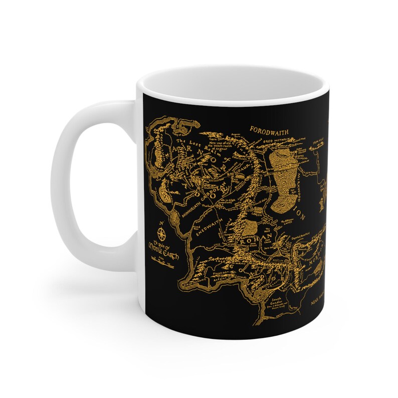 Middle Earth Map Mug, Lord of the Rings Mug, Hobbit Map Coffee Cup ...