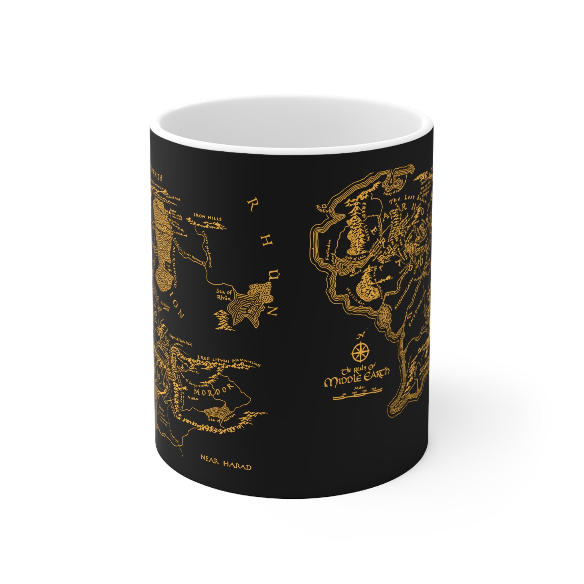 Middle Earth Map Mug, Lord of the Rings Mug, Hobbit Map Coffee Cup ...